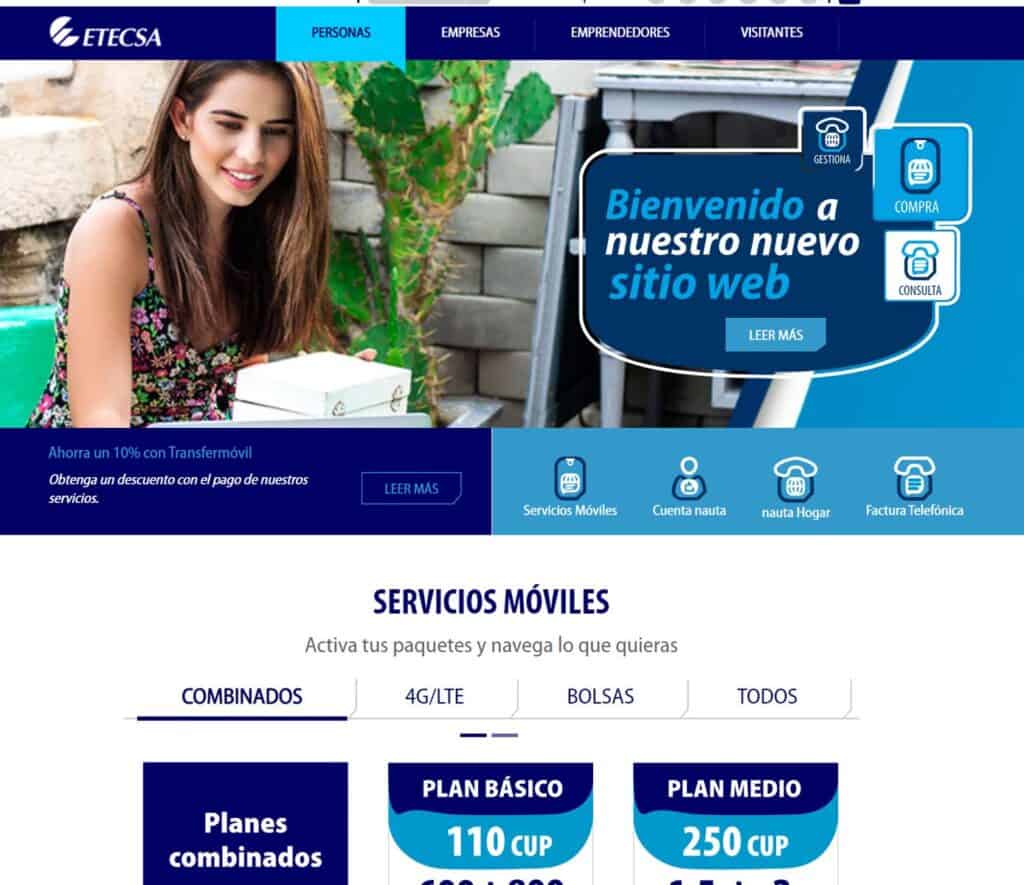 Esta es la Nueva Versión del Sitio Web Oficial de ETECSA